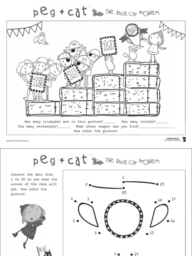 Peg + Cat: The Race Car Problem Coloring Sheet | PDF