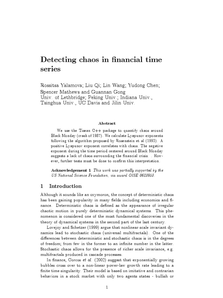 Chaos Analysis in Financial Crashes | PDF | Finance & Money Management ...