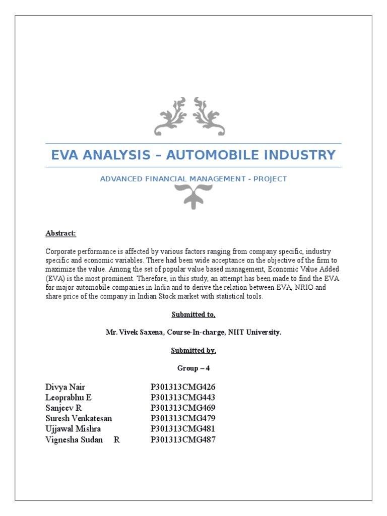 EVA - Indian Automobile Industry | PDF | Wheeled Vehicles | Motor Vehicle