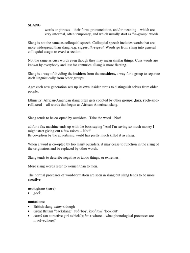 Slang Lecture | PDF | Slang | Languages