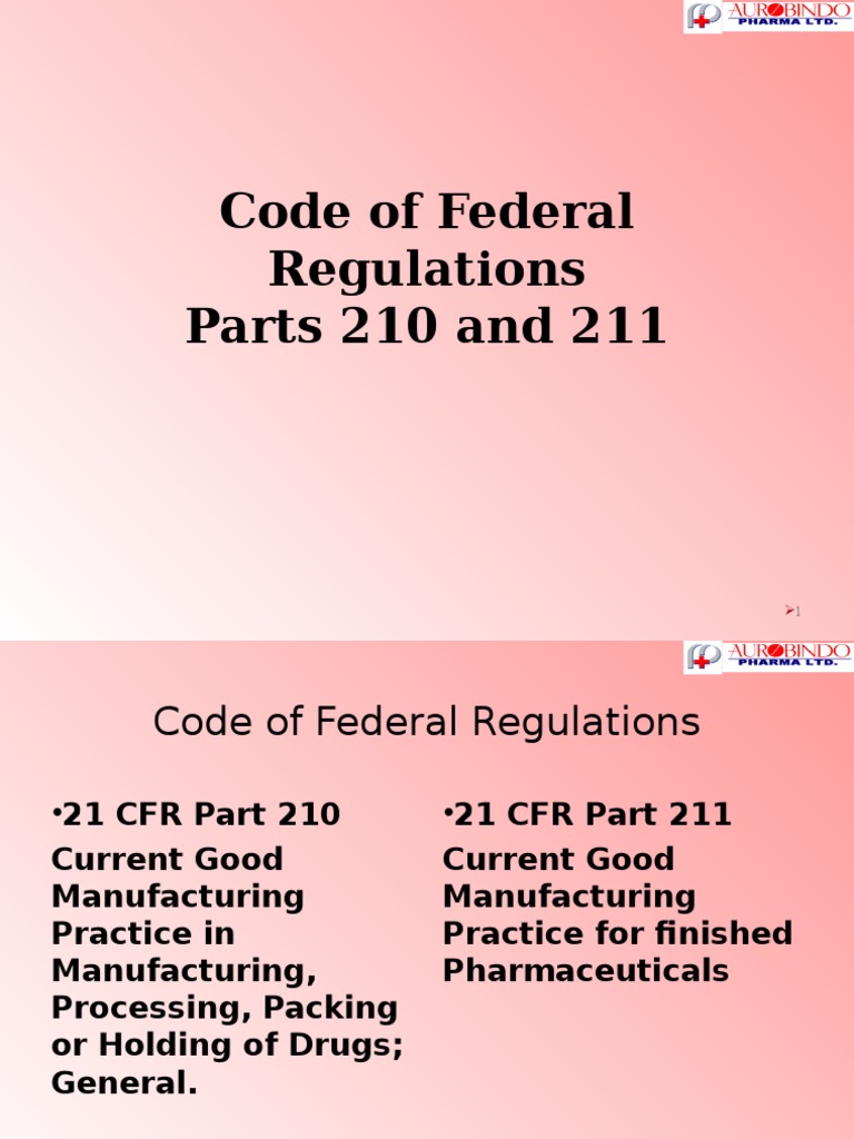 21 CFR.ppt | Packaging And Labeling | Sanitation
