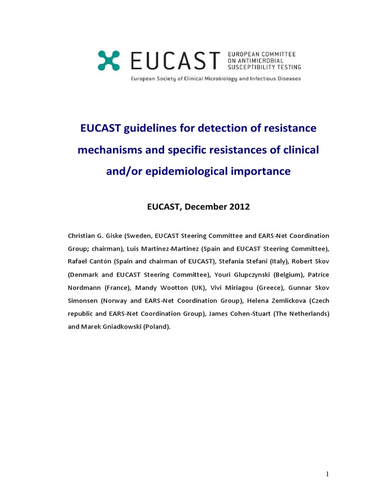 EUCAST Guidelines Detection of Resistance Mechanisms 121222 | PDF ...