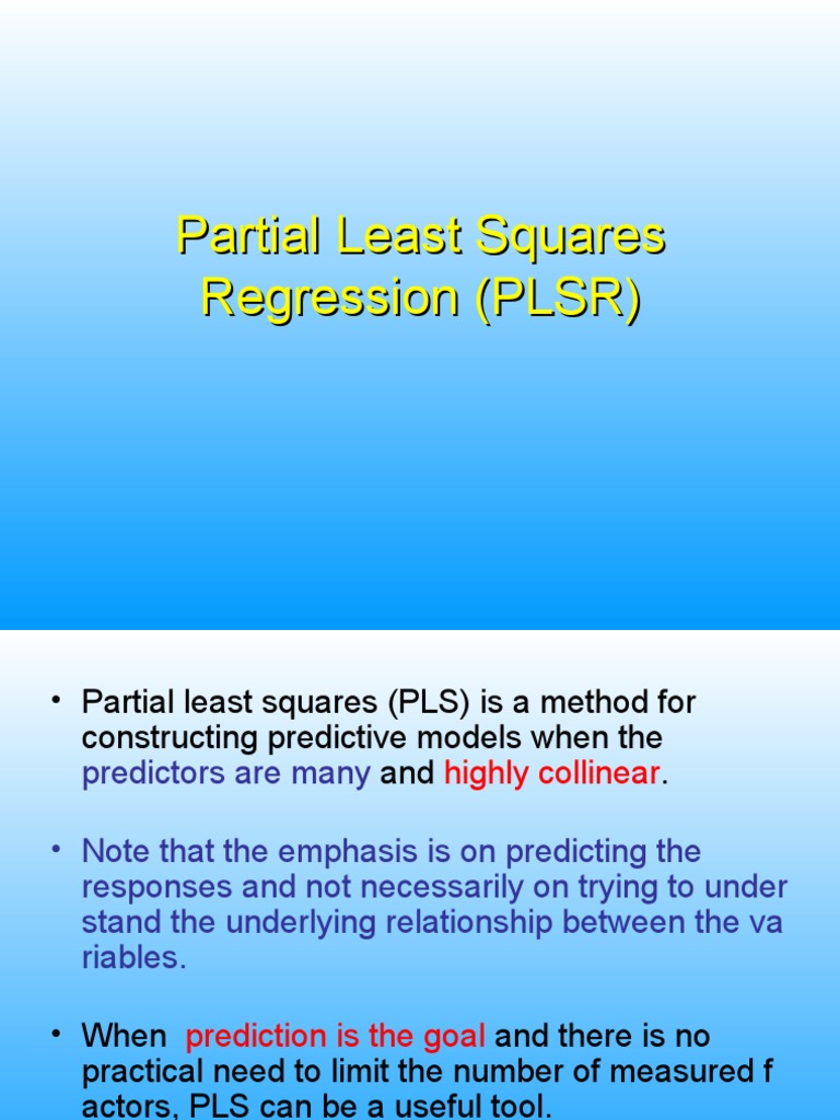 Partial Least Squares Regression (PLSR) | Principal Component Analysis ... Partial Least Squares Regression (PLSR) | Principal Component Analysis ...