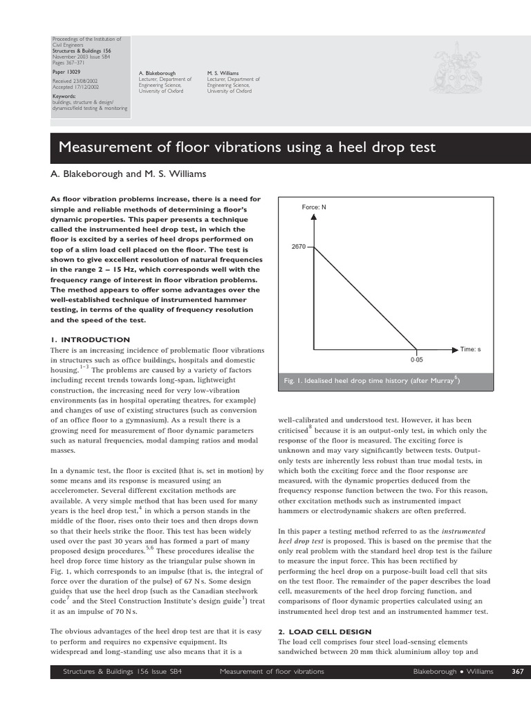Williams (2002) - Measurement of Floor Vibrations Using A Heel Drop ...