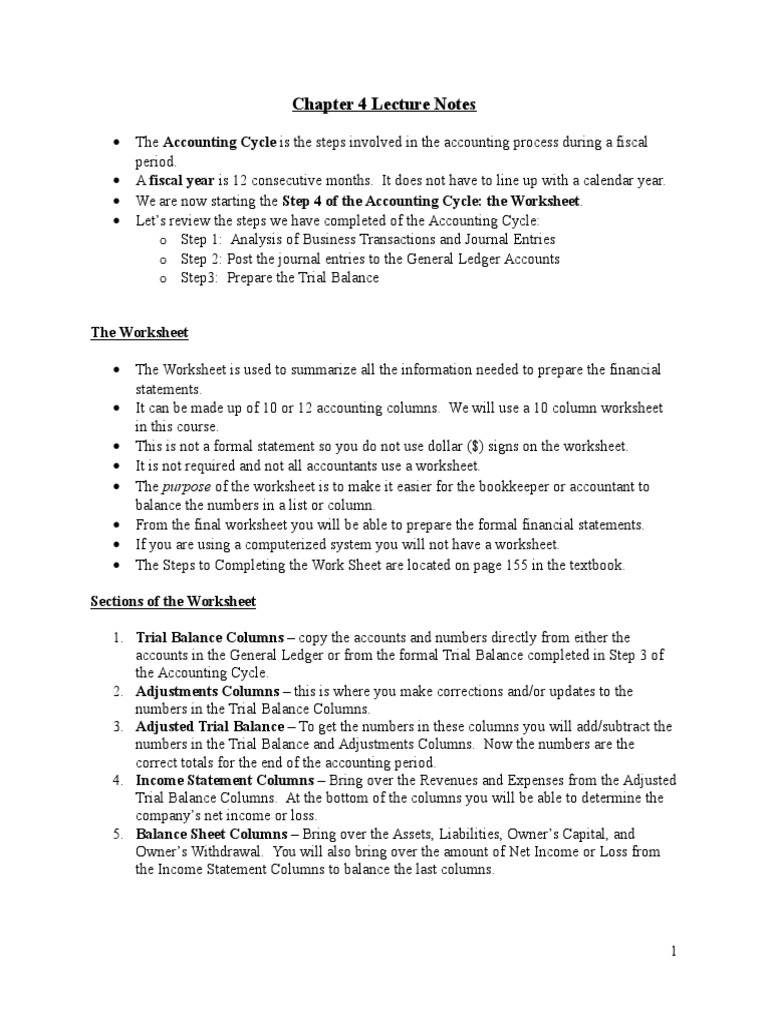 Accounting Cycle: Worksheet Overview | PDF | Depreciation | Debits And ...