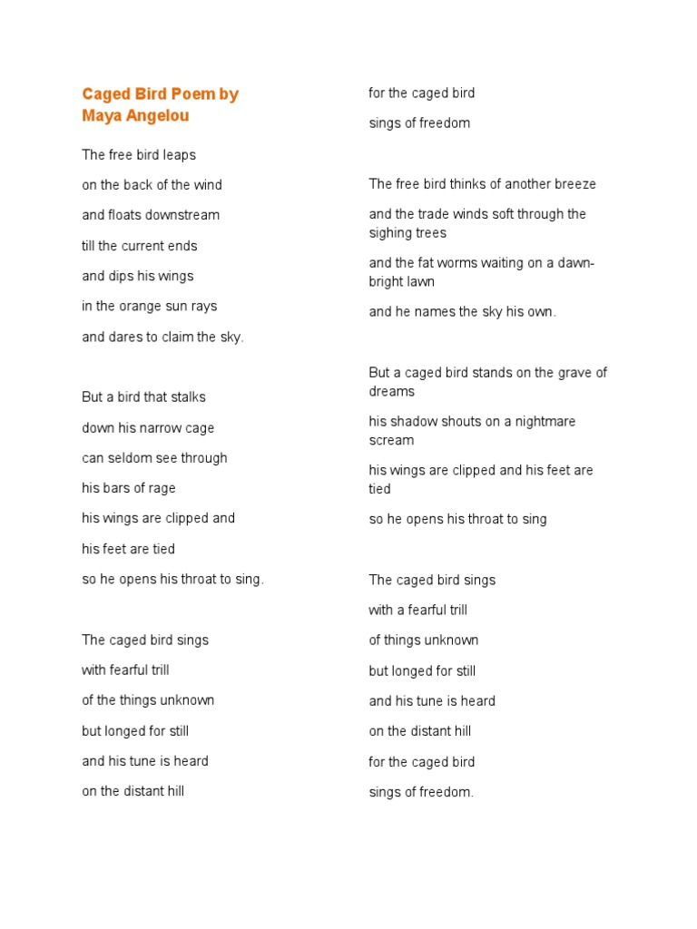 Caged Bird Poem | PDF