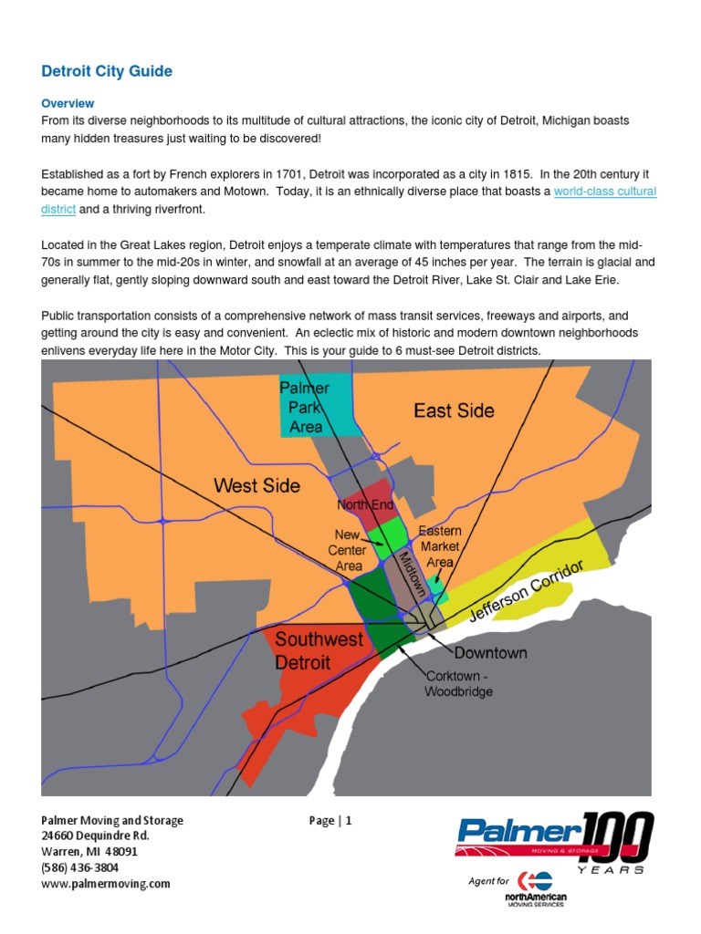 Palmer Moving and Storage Detroit City Guide | PDF | Detroit | M 1 ...