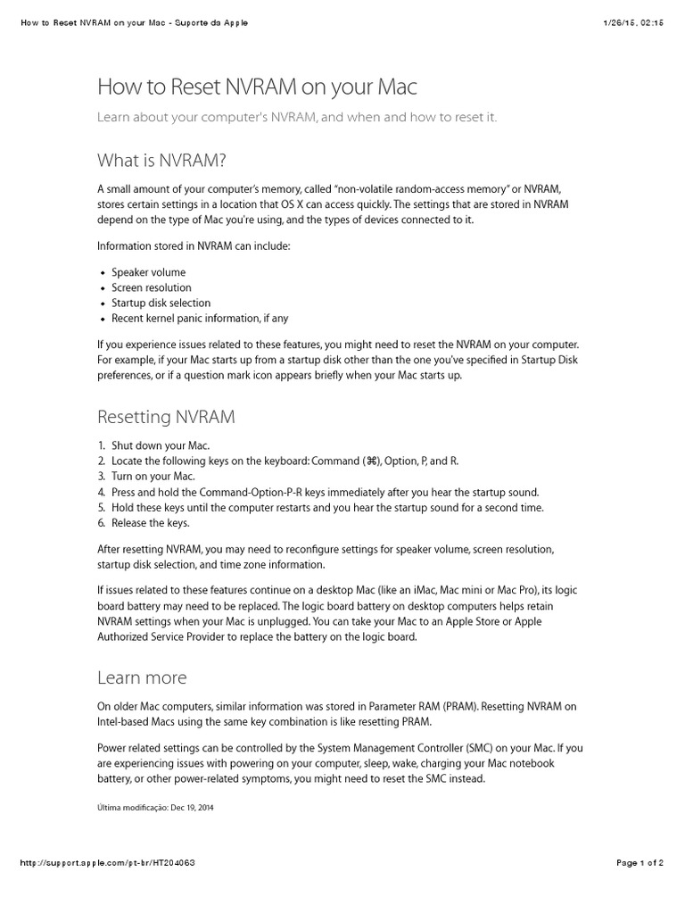 How To Reset NVRAM On Your Mac | PDF | Booting | Macintosh