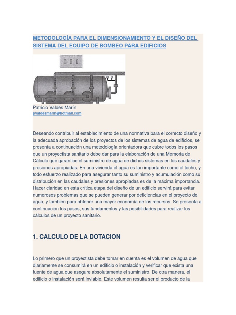 Dimensionamiento y El Diseño Del Sistema Del Equipo de Bombeo para Edificios | PDF | Bomba | Tanques
