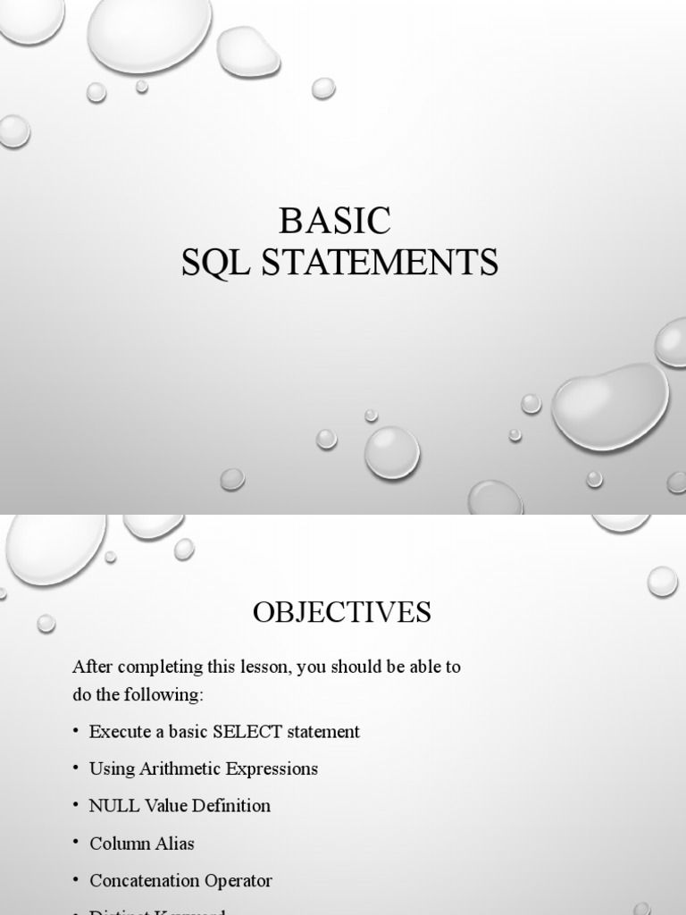 An Introduction to Basic SQL Statements and Concepts | PDF | Sql | Notation