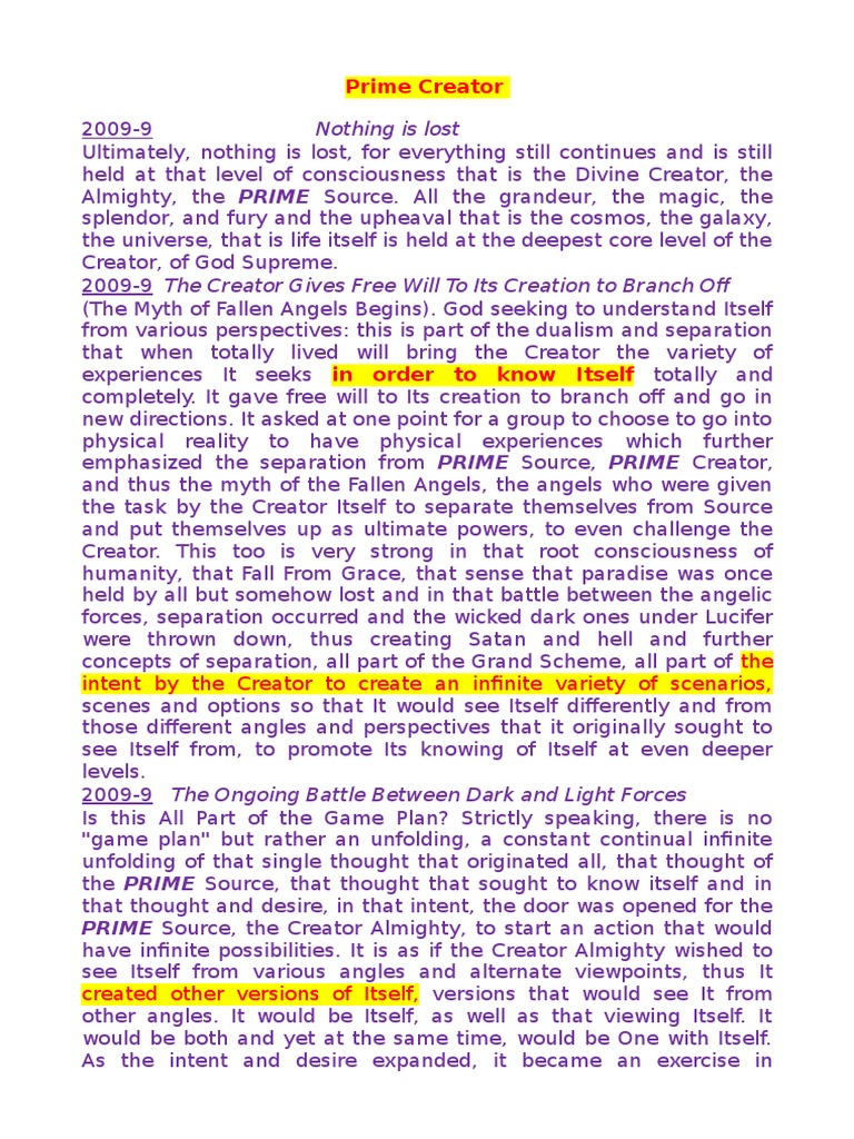 Nothing Is Lost: Prime Creator | PDF | Creator Deity | God