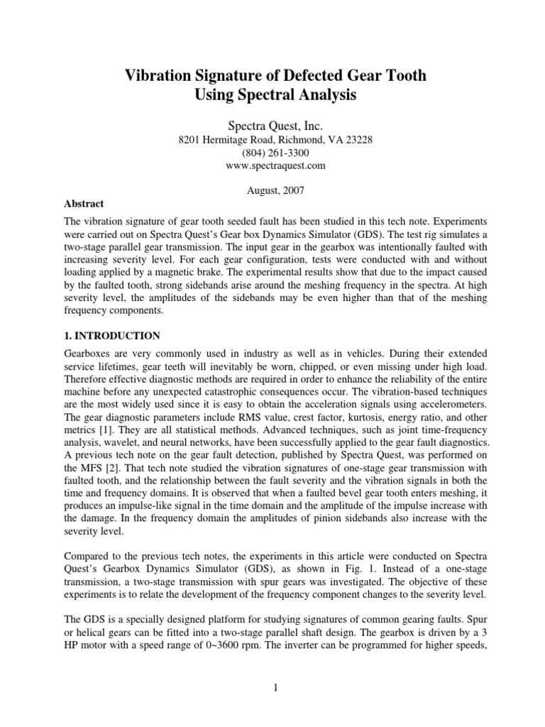 Vibration Signature Analysis Reveals the Development of Frequency ...