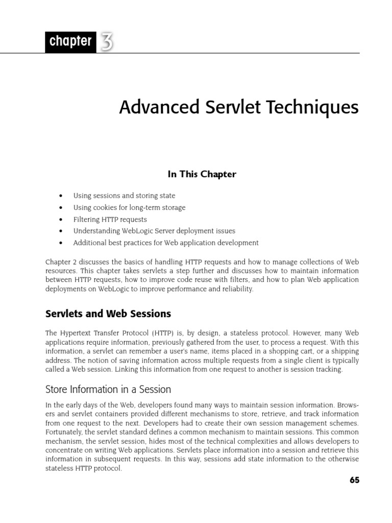 Advanced Servlet Techniques | PDF | Http Cookie | Java Servlet