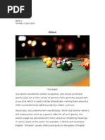 Billiard Score Sheet | PDF | Pool (Cue Sports) | Cue Sports
