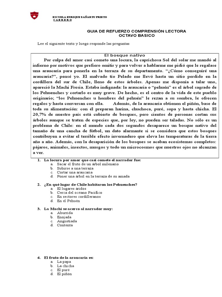 Guia Comprension Lectora Octavo | Gente indígena | Los bosques