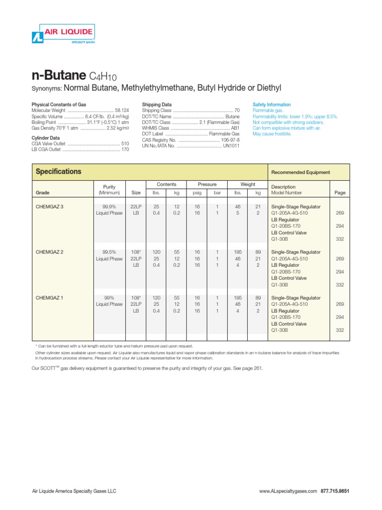 N-Butane: Normal Butane, Methylethylmethane, Butyl Hydride or Diethyl | PDF