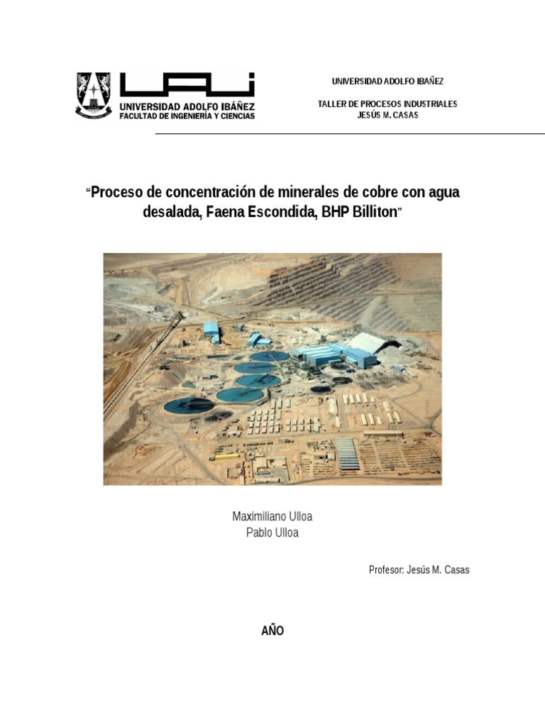 Planta Concentradora Minera Escondida | PDF | Cobre | Sustancias químicas