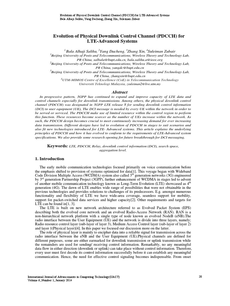 Evolution of the Physical Downlink Control Channel (PDCCH) for LTE ...