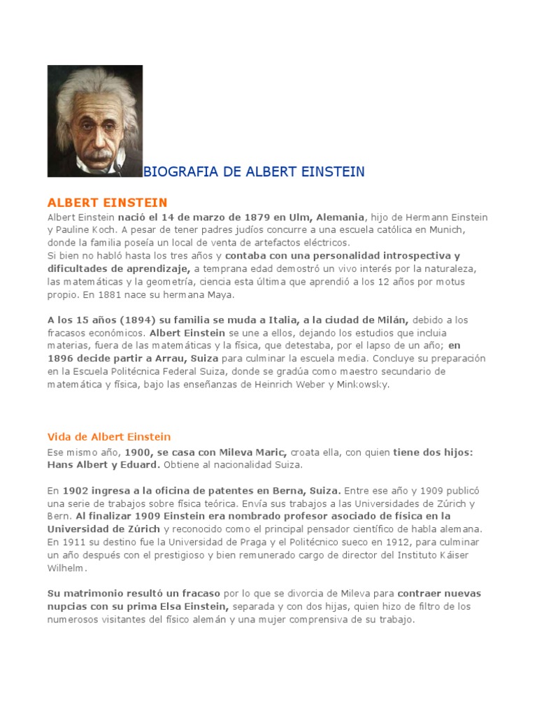 Biografia De Albert Einstein