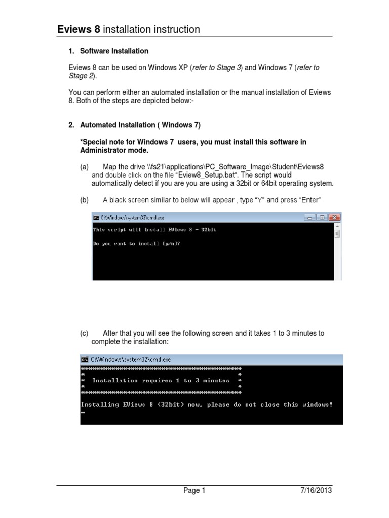 Eviews 8 Installation Guide for Students | PDF