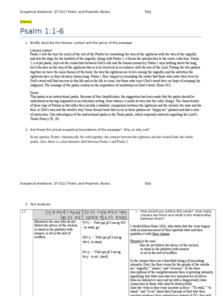 Psalm 1 1 - 6 Notebook | PDF | Psalms | Religion And Belief