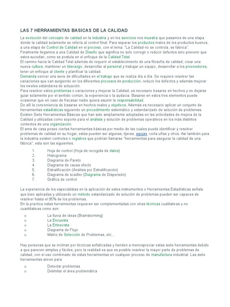 Las 7 Herramientas Basicas de La Calidad | PDF | Histograma | Calidad ...