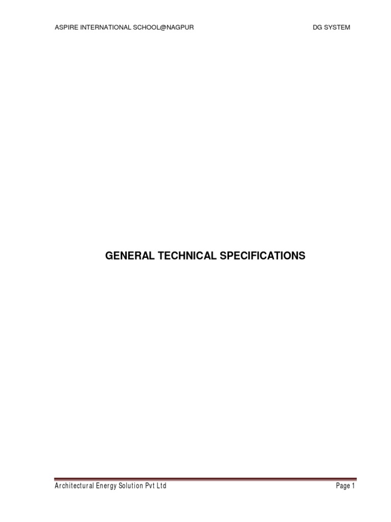 DG Technical Specification | PDF | Electric Current | Electrical Conductor