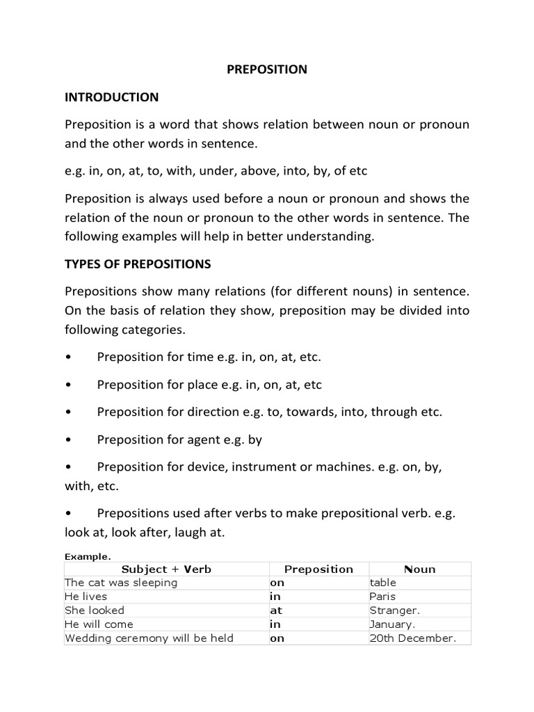 Preposition PDF | PDF | Preposition And Postposition | Verb