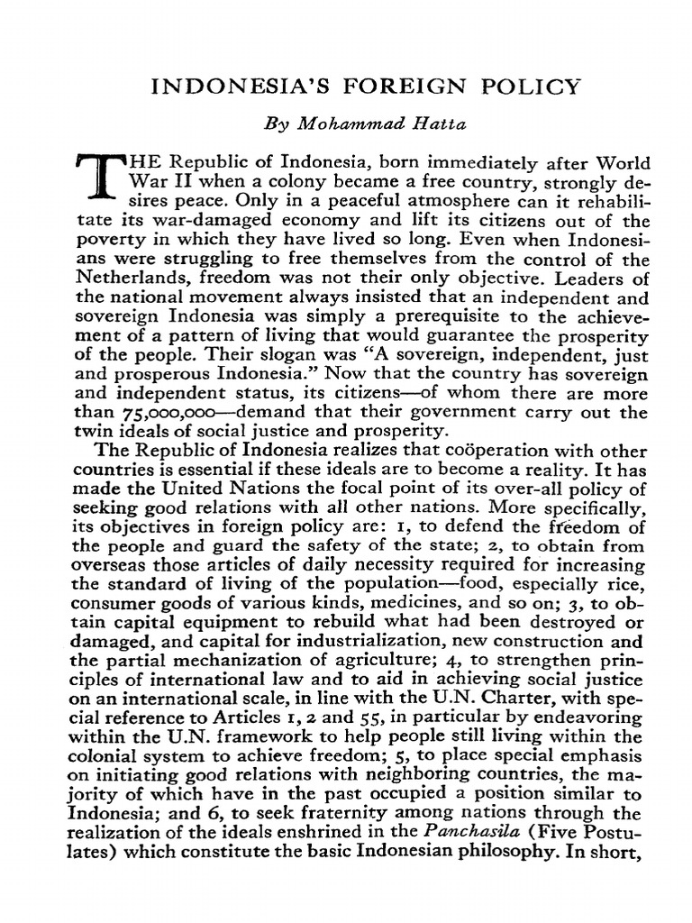 Indonesia's Foreign Policy Objectives: Pursuing Peace, Friendship and ...