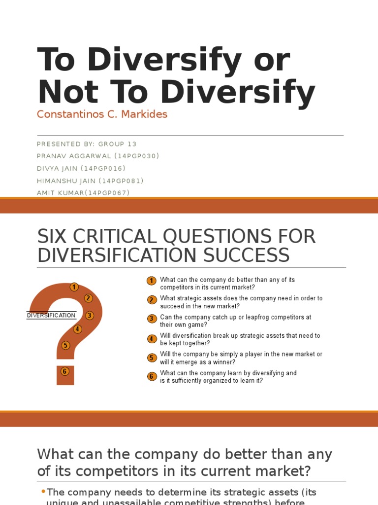 To Diversify or Not To Diversify: Constantinos C. Markides | PDF ...