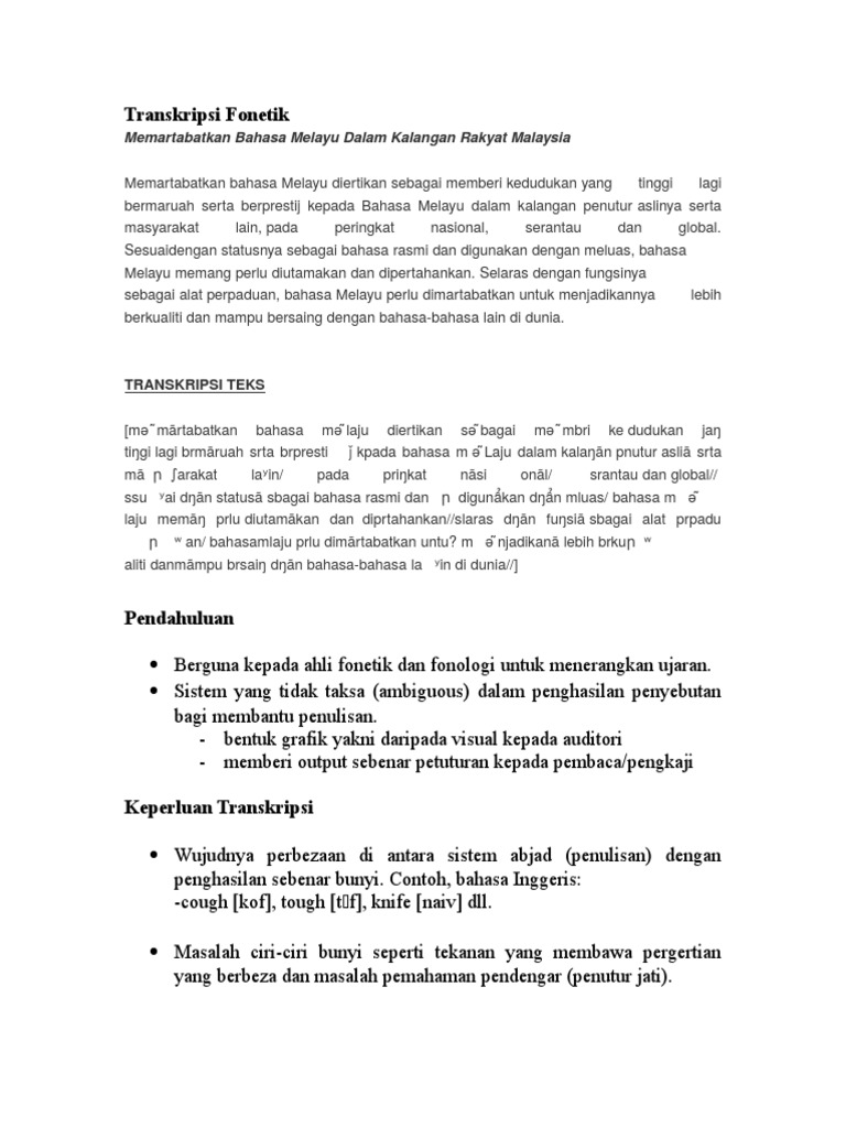 TRANSKRIP Fonetik | PDF