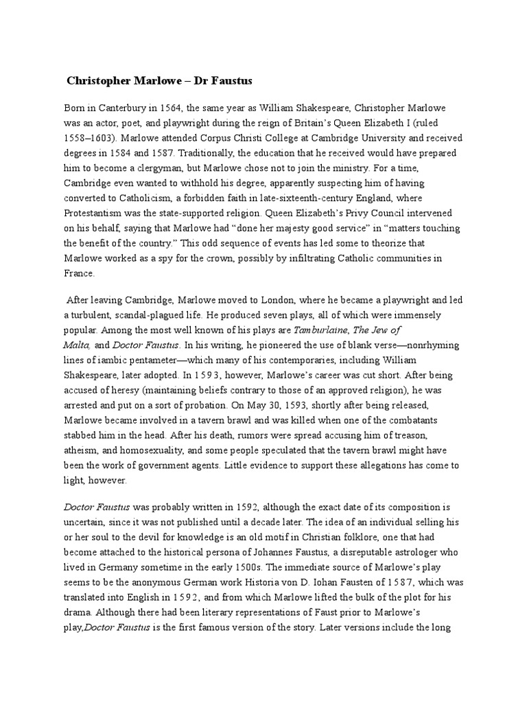 Marlowe - DR Faustus | PDF | Christopher Marlowe | Faust