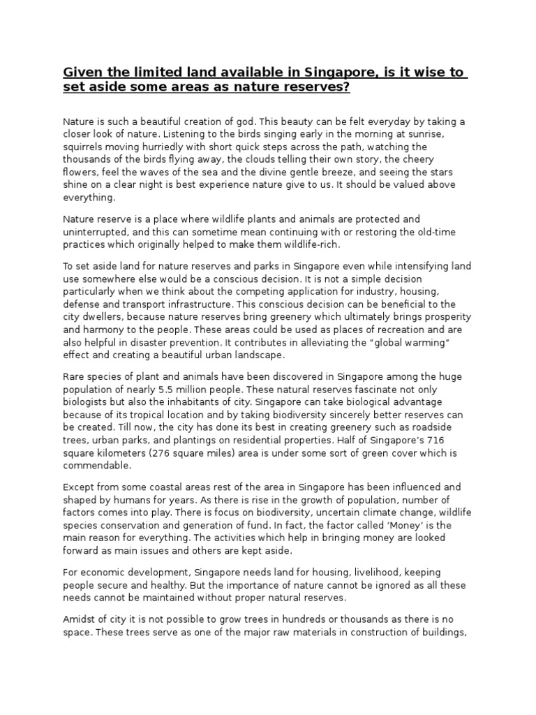 Given The Limited Land Available in Singapore, Is It Wise To Set Aside ...