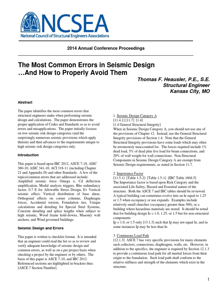 Seismic Design Considerations | PDF | Force | Strength Of Materials