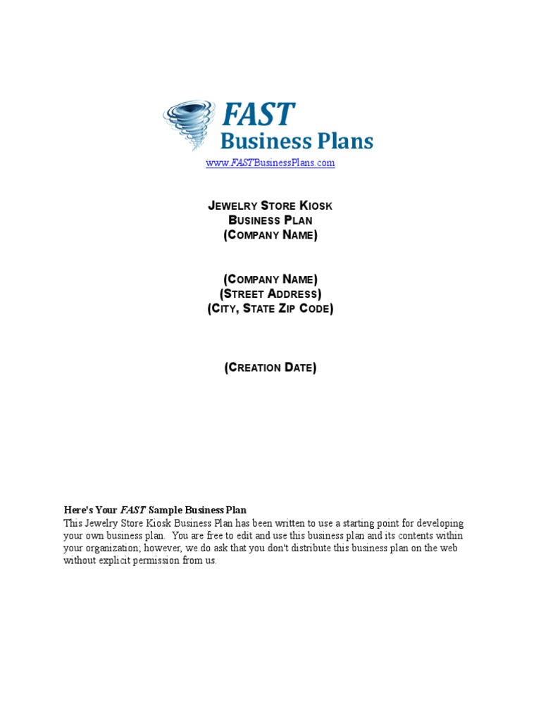 Jewelry Store Business Plan Kiosk | PDF | Retail | Startup Company