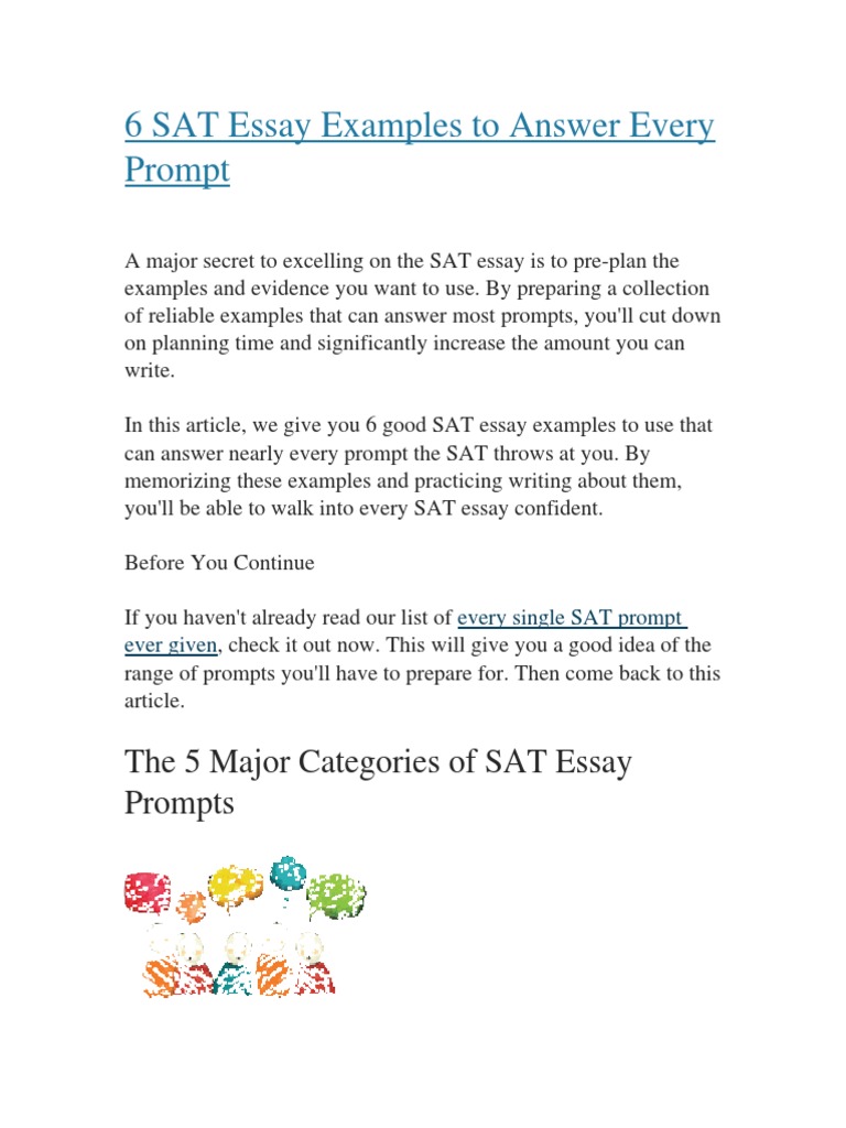 Six Powerful Examples for Any SAT Essay Prompt | PDF | Shooting Of ...
