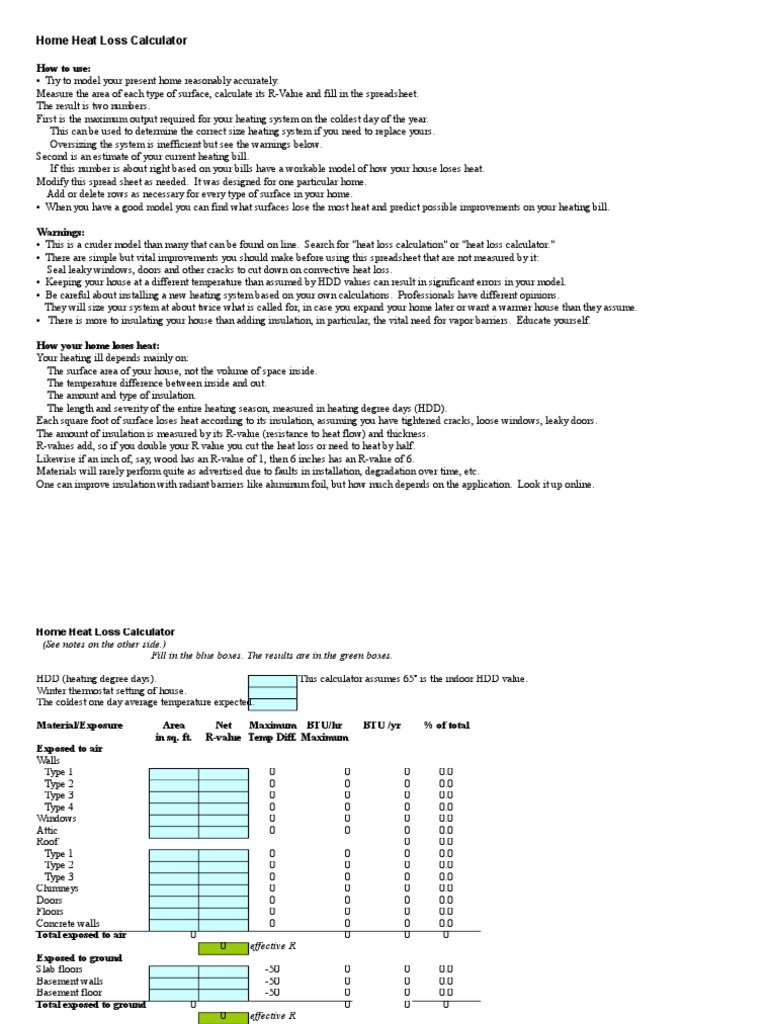 Home Heat Loss Calculator: A Guide to Estimating Heat Loss from ...