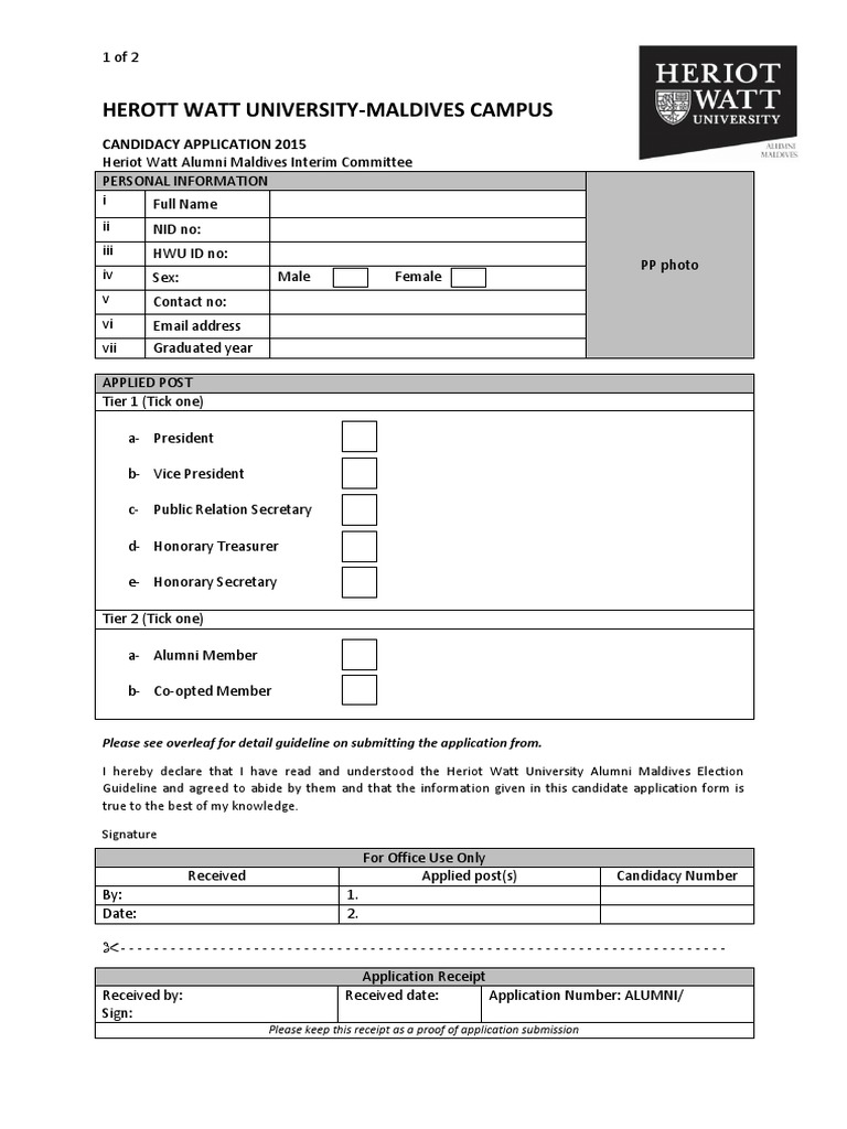 Candidacy Appllication Form 250815 | PDF | Voting | Identity Document
