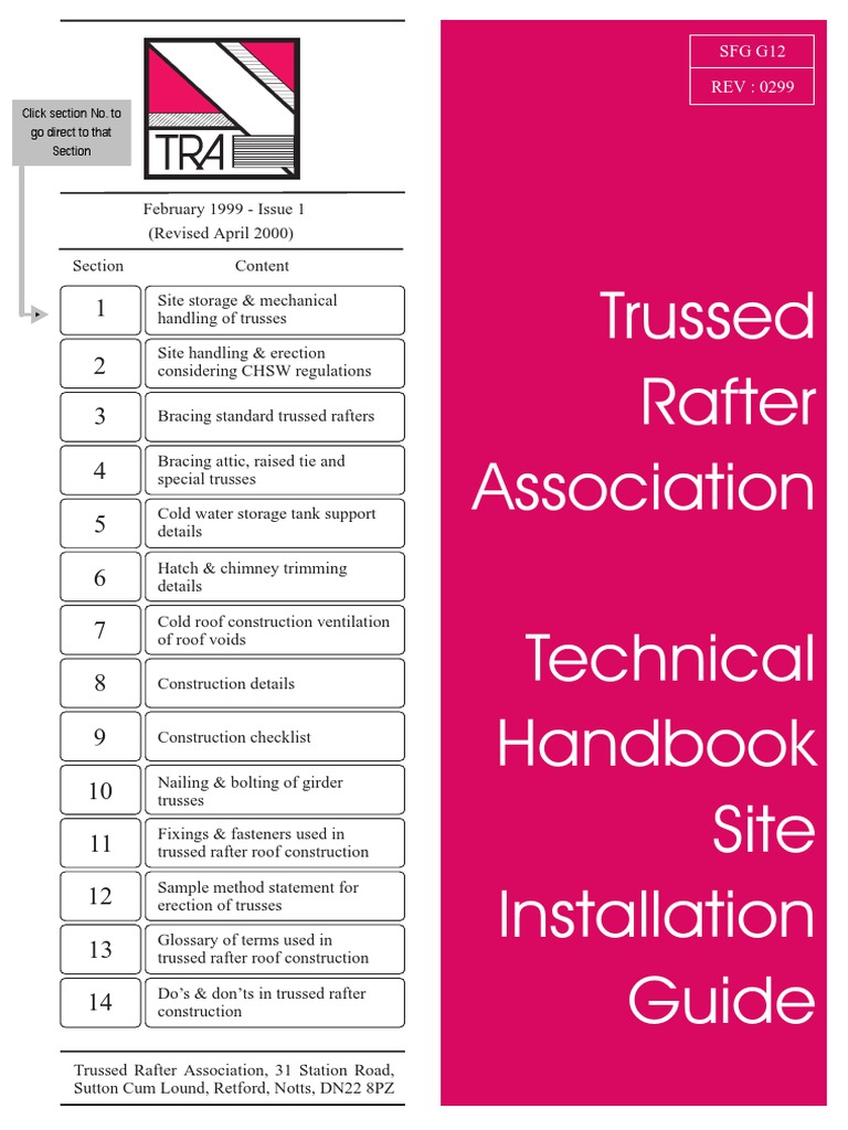 Trussed Rafter Assoc Instalation Guide 175 | PDF | Truss | Building ...