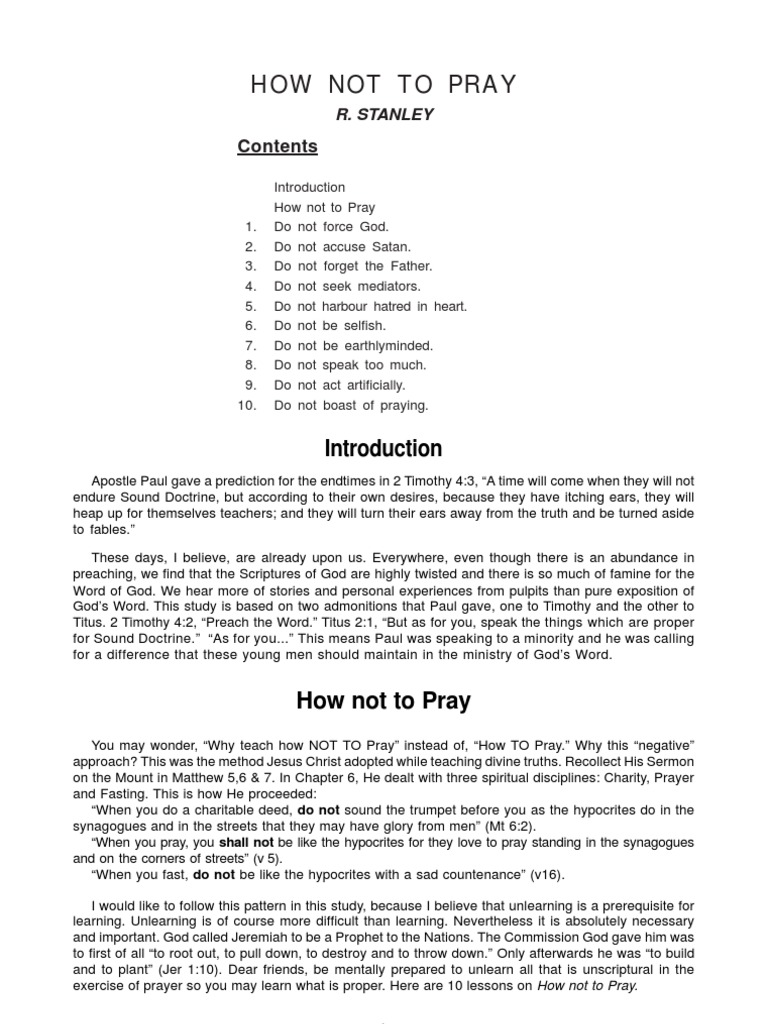 How Not To Pray | PDF | Satan | Jesus