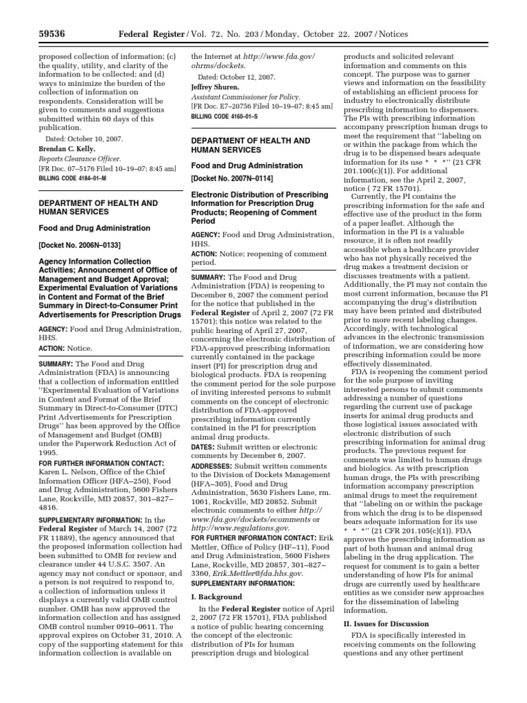 Notice: Human Drugs: Prescription Drug Products Prescribing Information ...