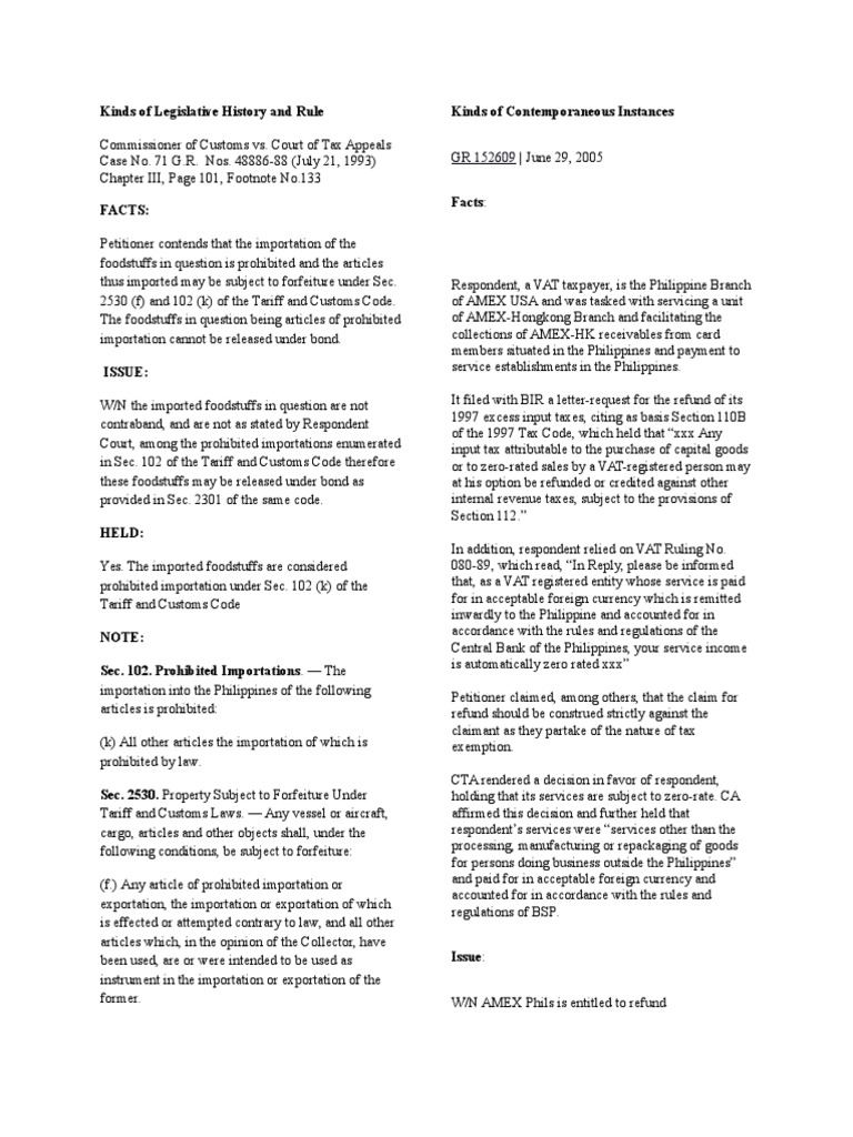 Statcon Case Digests | PDF | Value Added Tax | Tax Refund