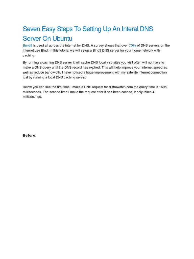 Seven Easy Steps To Setting Up An Interal Dns Server On Ubuntu Pdf