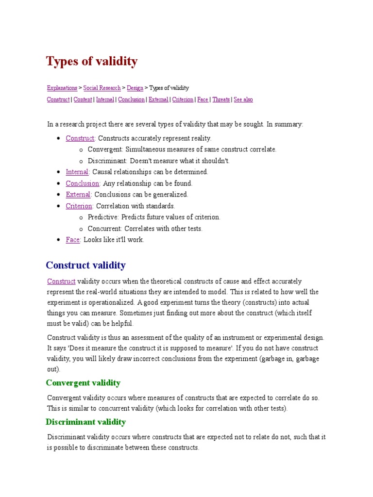 Types of Validity | PDF | Validity (Statistics) | Quality Of Life