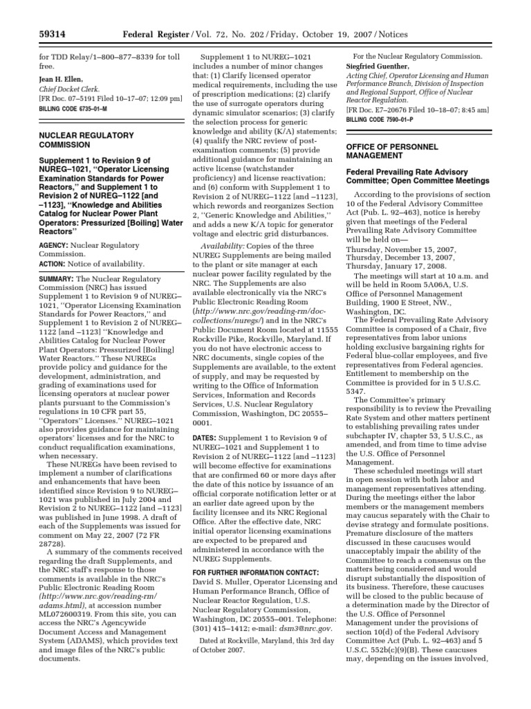 NRC Operator Licensing Standards Update | PDF | Nuclear Regulatory ...