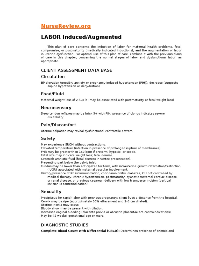 Labor Induced Augmented | PDF | Childbirth | Fetus