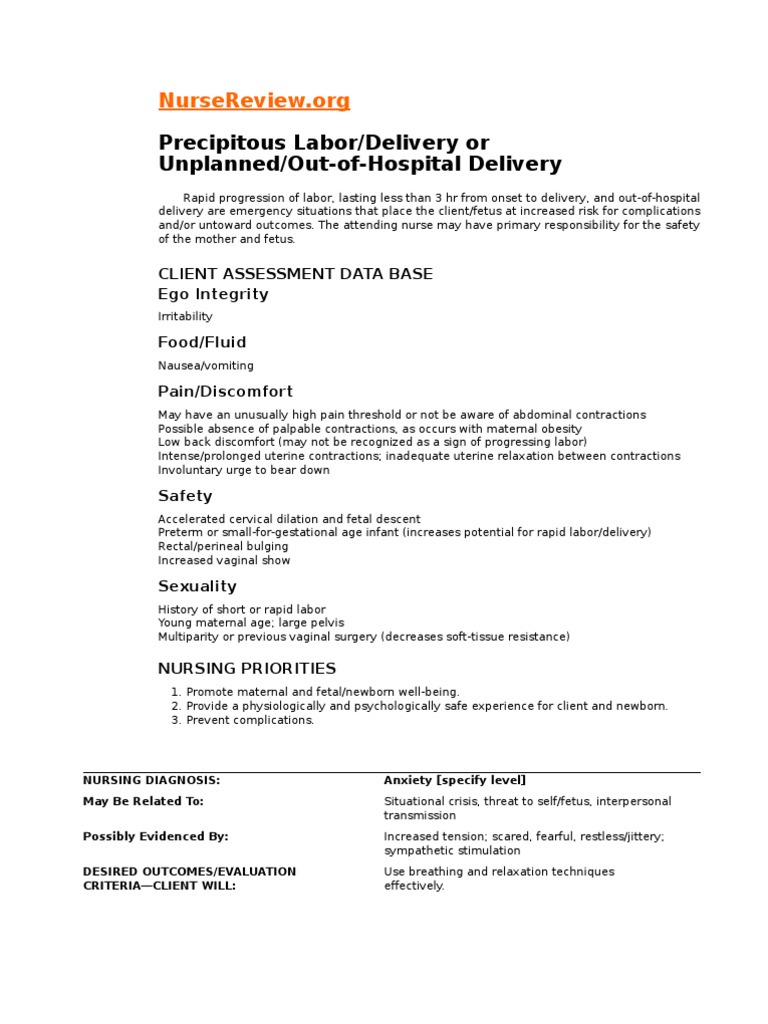 Precipitous Labor | PDF | Childbirth | Infants