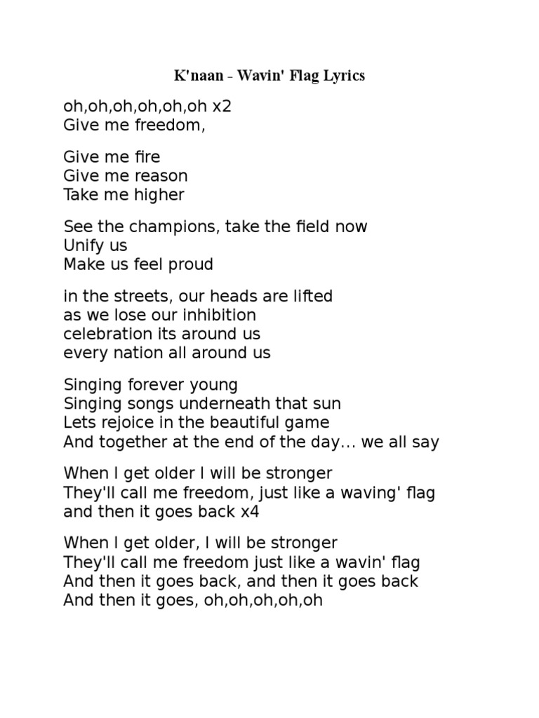 Knaan Wavin Flag Lyrics | PDF