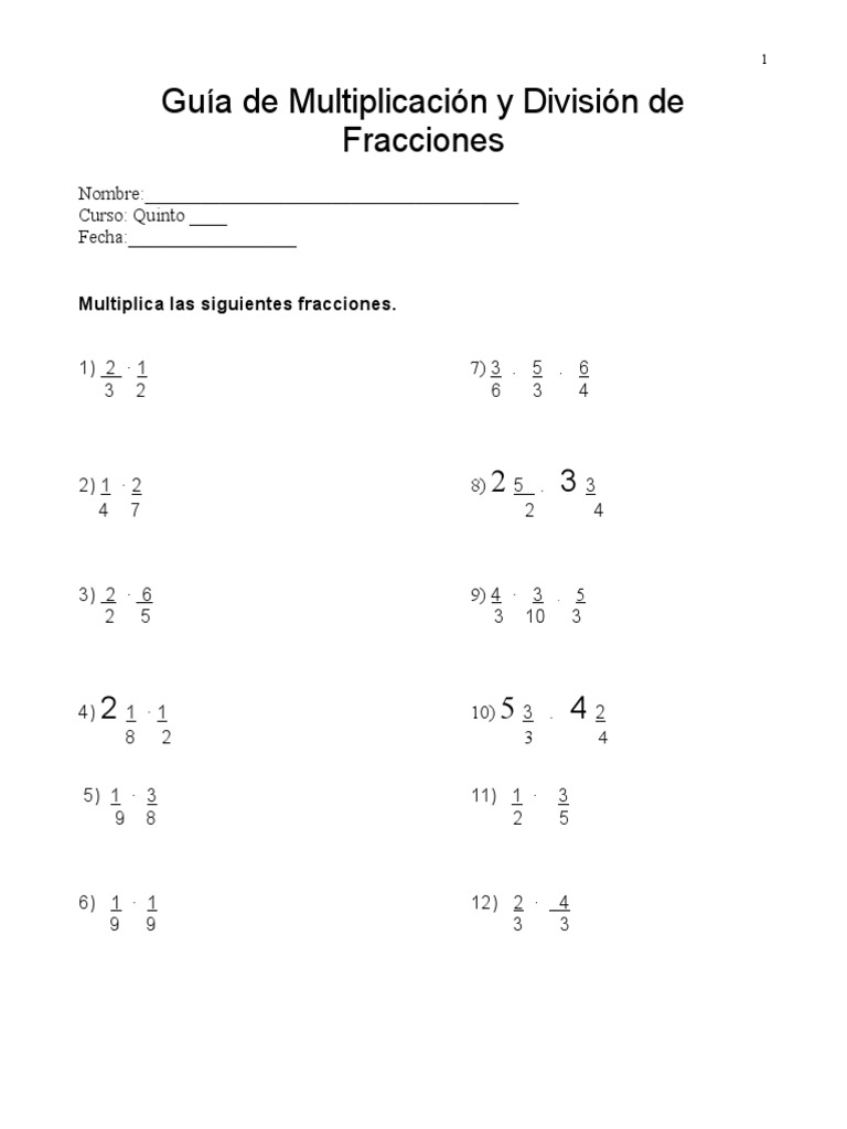 Multiplicación y División de Fracciones | PDF