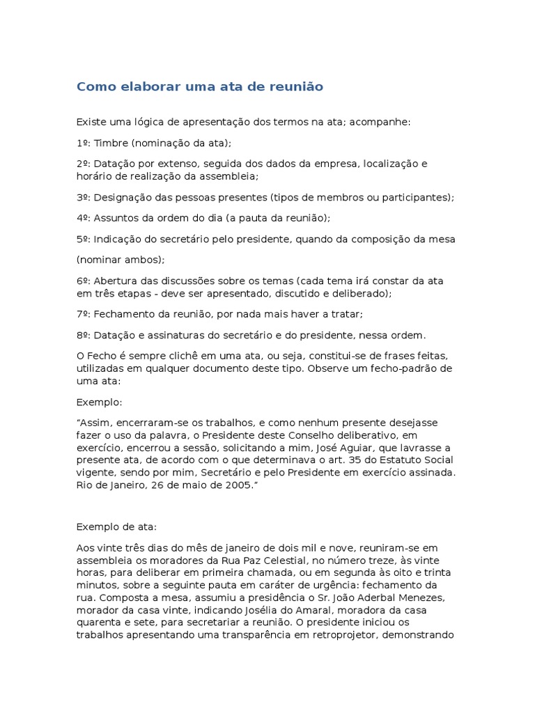 Como Elaborar uma Ata de Reunião | PDF